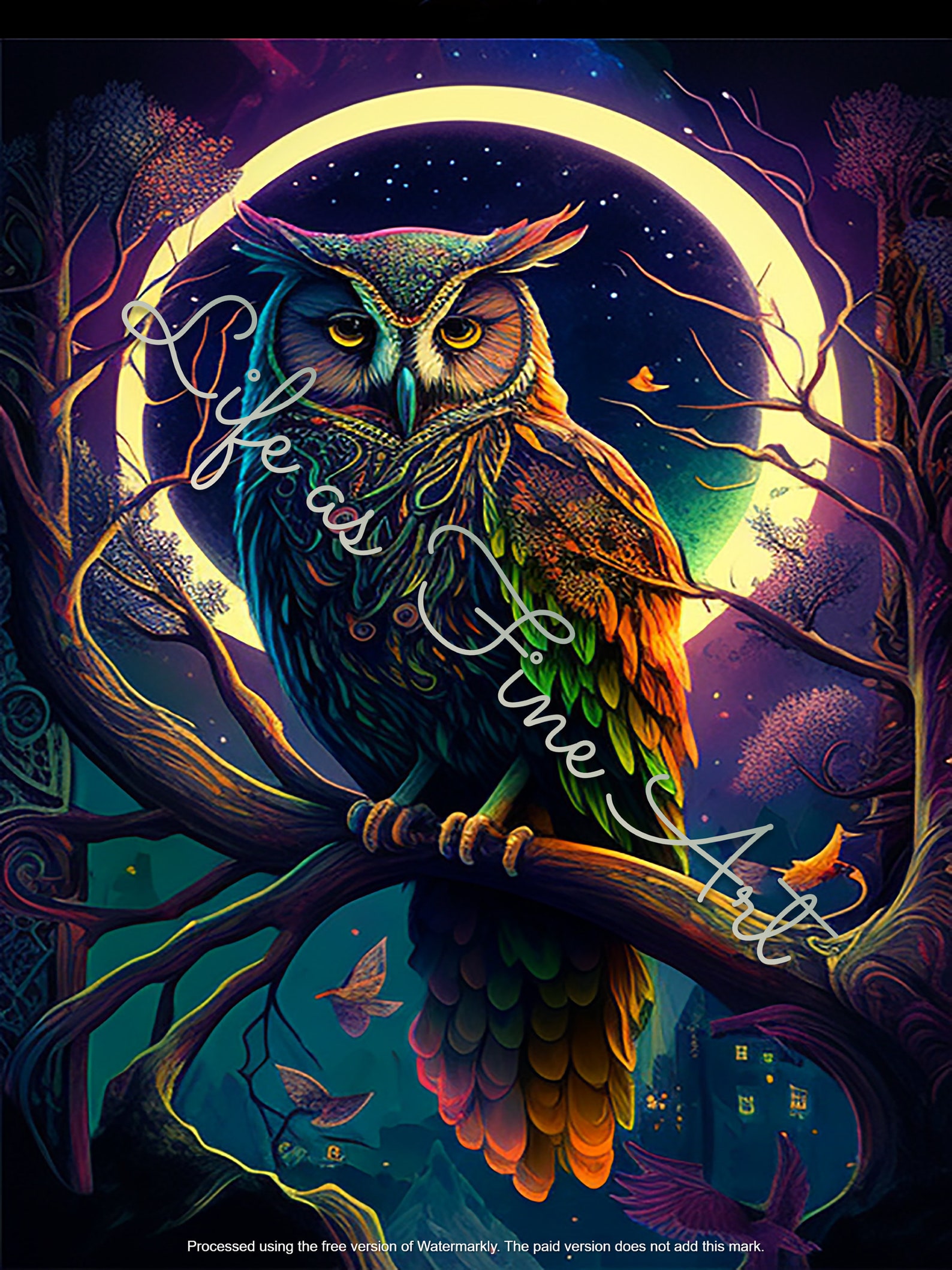 Celestial Owls Clipart - Galaxy Magic Fantasy Owl at Night Clip Art in ...