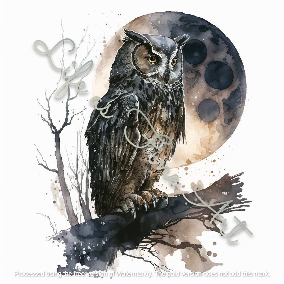 Celestial Owls Clipart - Galaxy Magic Fantasy Owl at Night Clip Art in ...