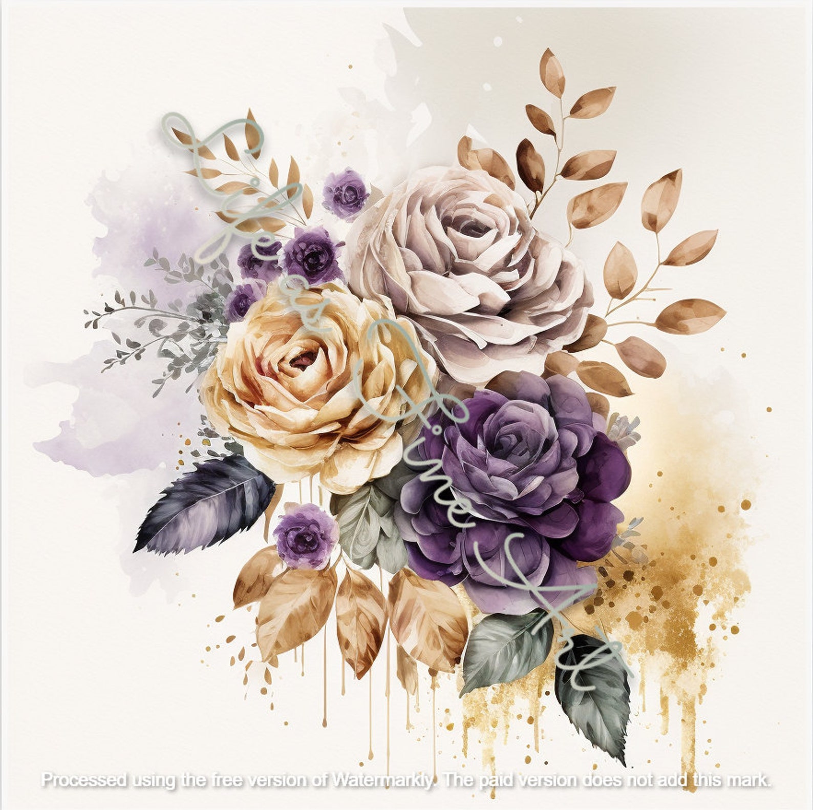 Bohemian Watercolor Roses Bouquets Clipart 18 Designs of Boho Roses ...