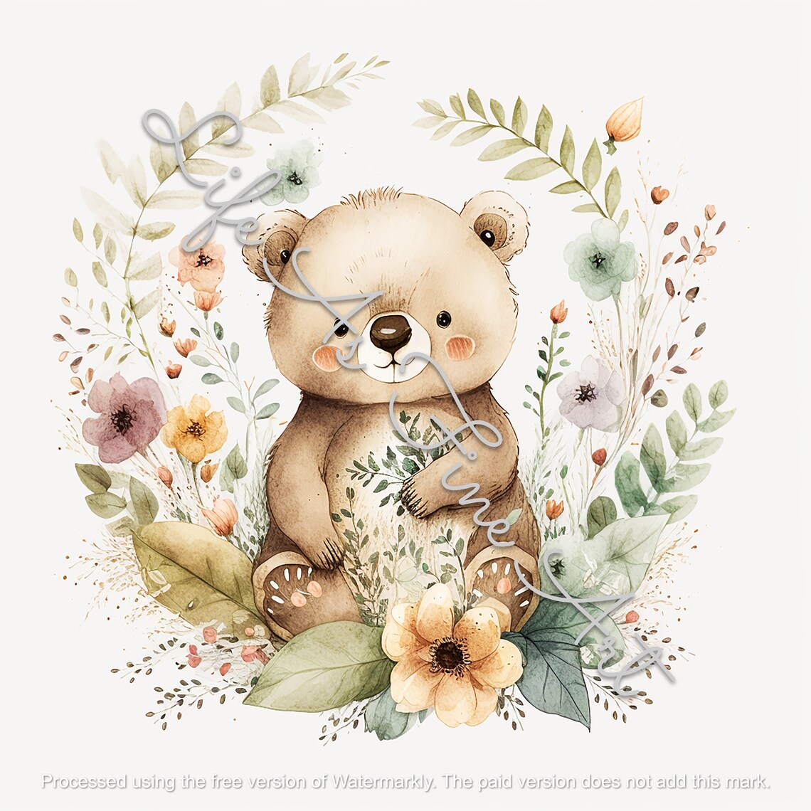 Cute Boho Bear & Boho Flowers Nursery Wall Art Instant - Etsy