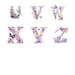 Watercolor English Alphabet Letters in Violet Colors With Flowers for ...