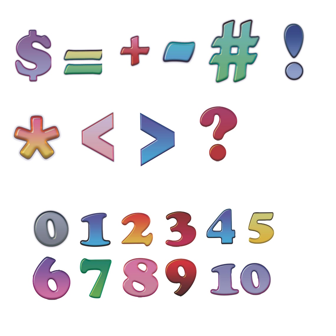 Cartoon Alphabet Letters, Colorful 3D Letters, Numbers & Marks for ...