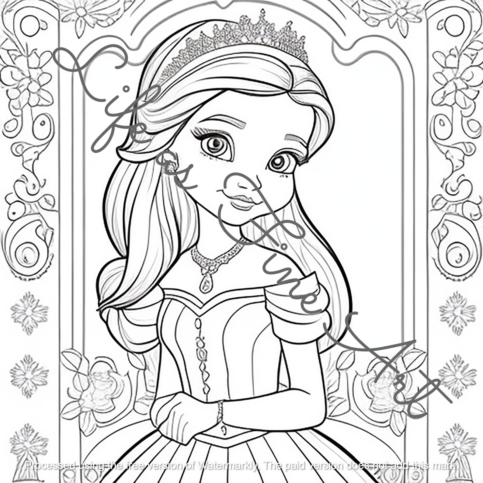 Cartoon Little Princess Coloring Pages for Girls | KDP Interior ...