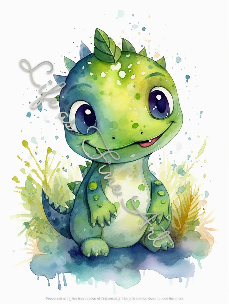 Cute Watercolor Dinosaurs Clipart 28 Printable Images of - Etsy