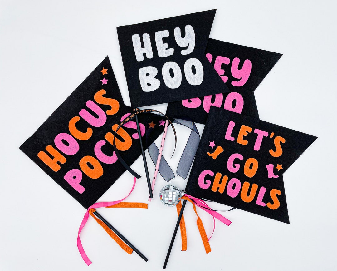 Whimsy Halloween Flags Let's Go Ghouls Hey Boo Hocus Pocus Whimsy Decor ...