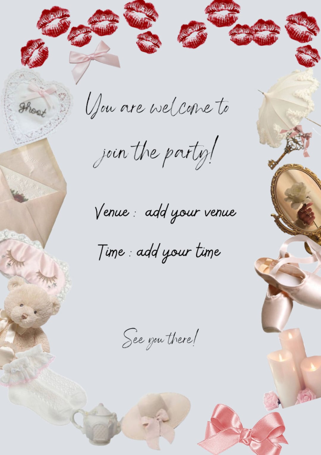Coquette Party Invitation Card - Etsy