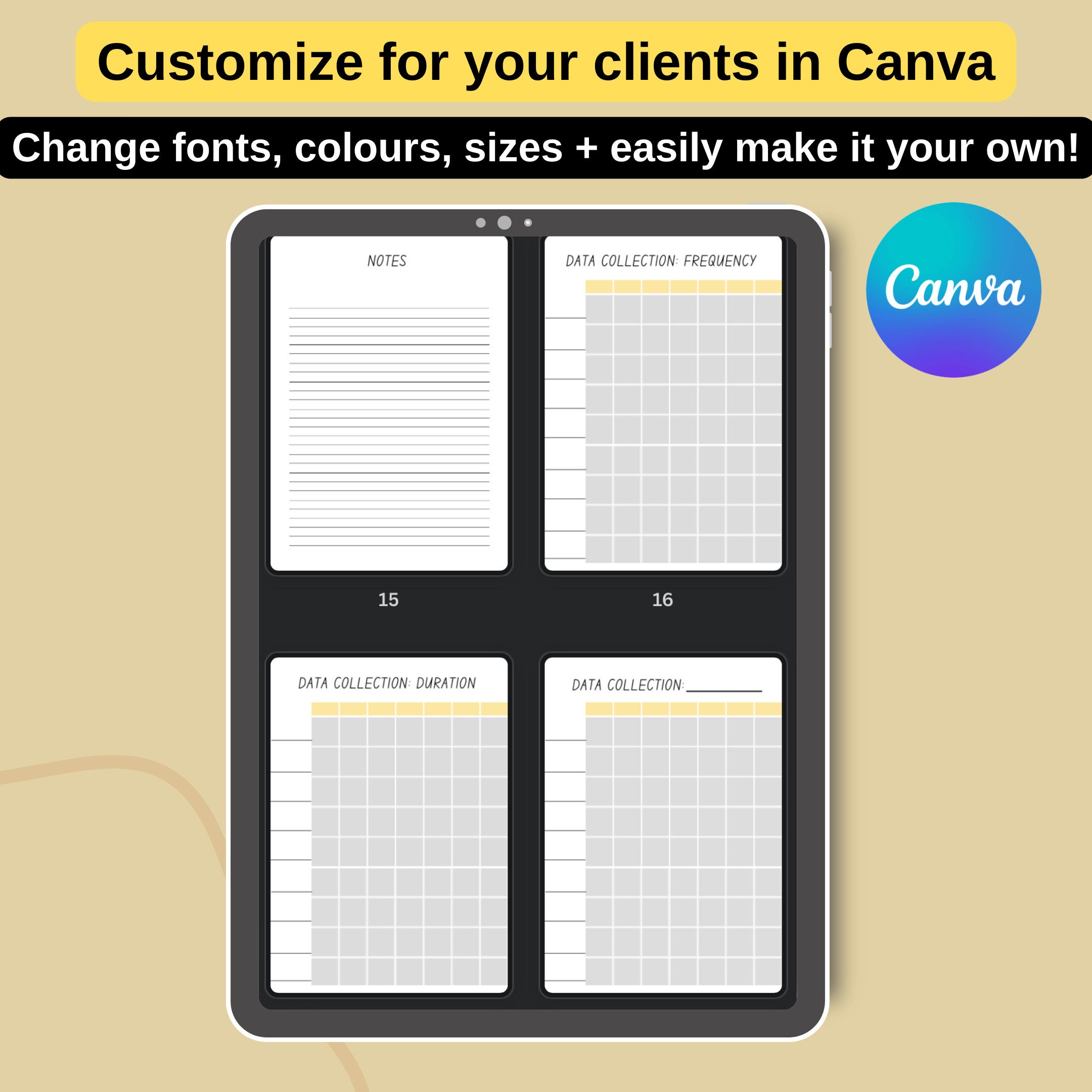 BCBA Planner Canva Template, Data Sheets - Customizable for Bcbas, ABA ...