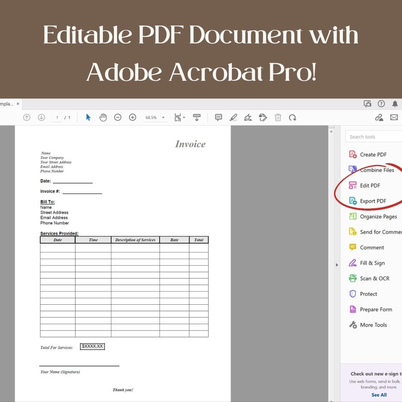Simple Invoice Template for Professionals. Pdf/word Document/google ...
