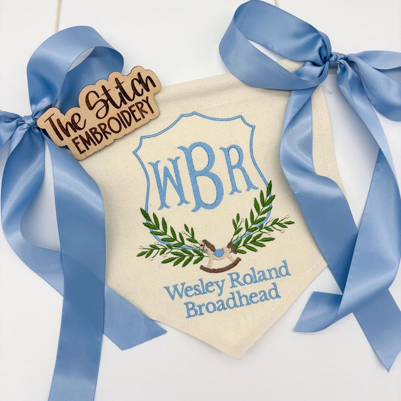 Personalized Embroidered Bassinet Banner | Custom Baby Name Sign ...
