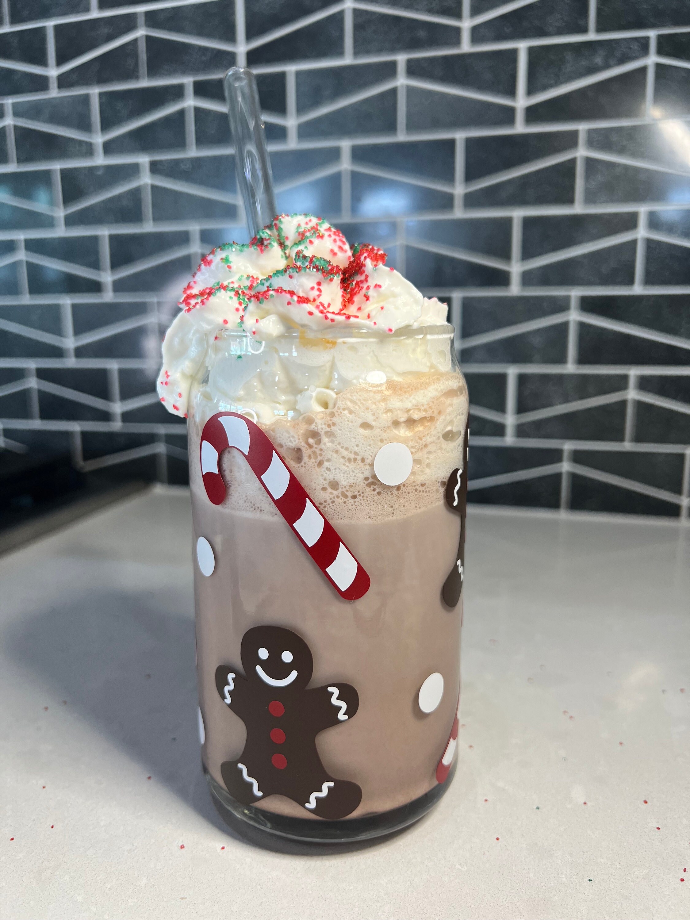 Christmas Iced Coffee Cup | 16 Oz Iced Cold Cup | Gingerbread Man ...