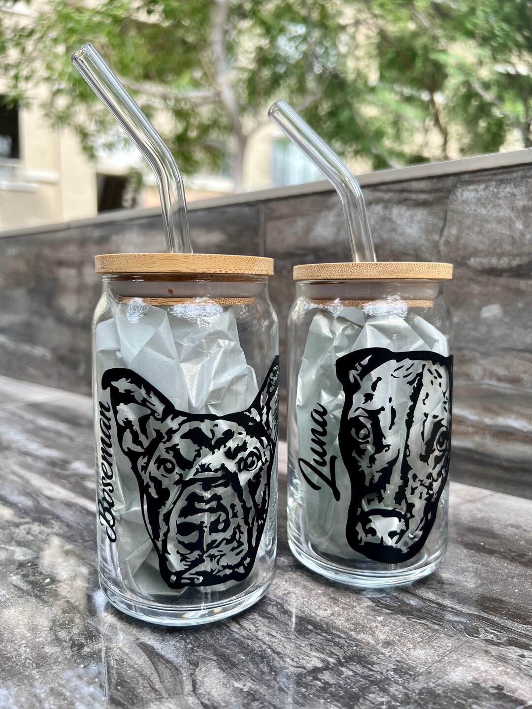 Personalized/custom Pet Portrait Glass Cups | Barware | Gift for Pet ...