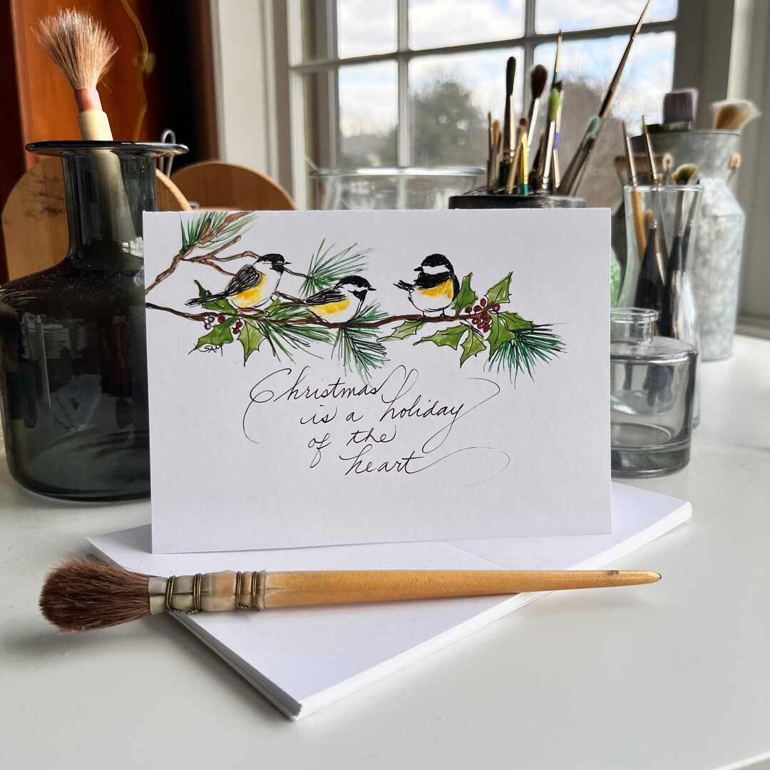 Chickadees Holiday of the Heart Card pack of 5 - Etsy