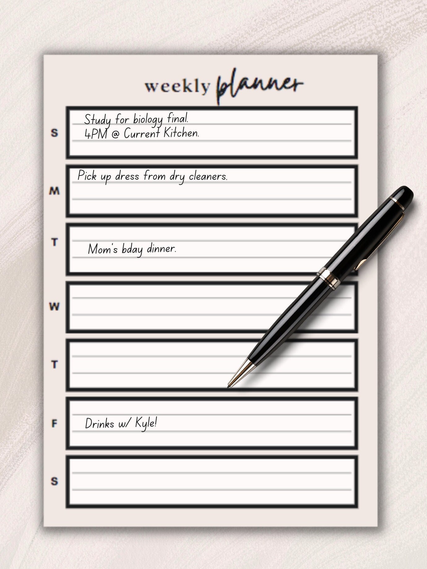 Printable Weekly Planner / Agenda / Schedule / Bullet Journal Page ...