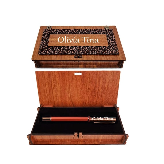 Personalized Pen Pen Box Set Box Custom Wooden Box Pen - Etsy