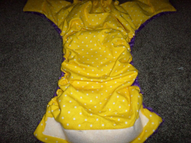 Adult Cloth Diaper, Yellow Polka Dot With Purple Lining - Etsy