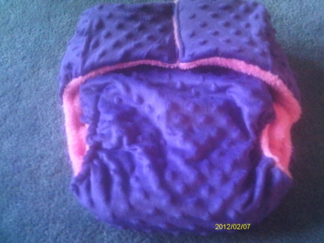 Adult Cloth Diaper, Purple Dimple Dot Minky With Pink Minky Lining ...
