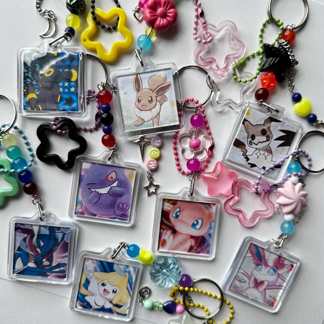 Pokemon Inspired Beaded Photo Anime Keychains, Photo Keychains, Kawaii ...