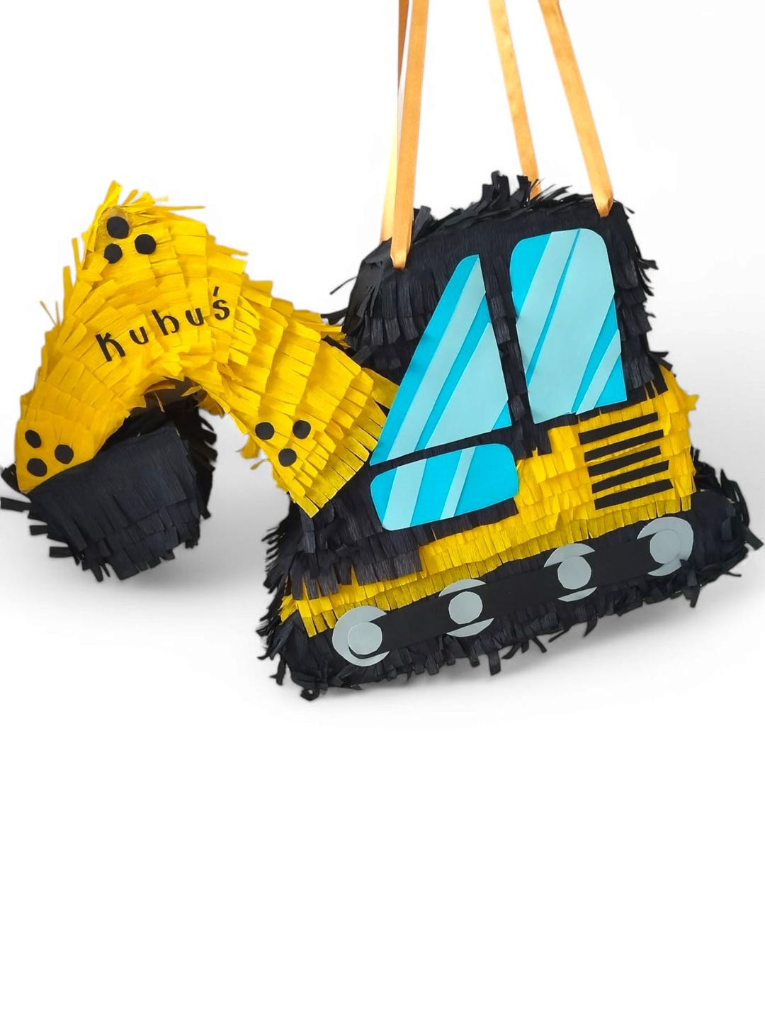 Custom Yellow Digger Piñata – Construction Truck Birthday Decoration ...