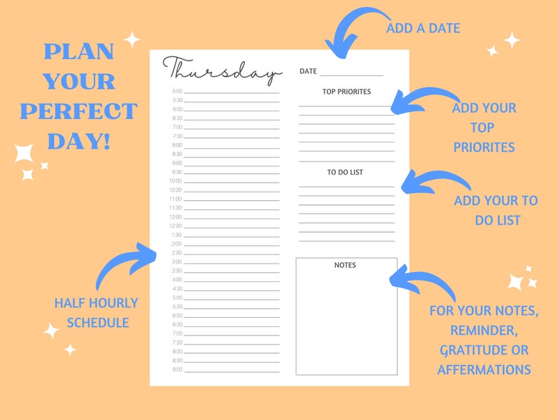 Printable Editable 7 Day Daily Planner Weekly Planner - Etsy