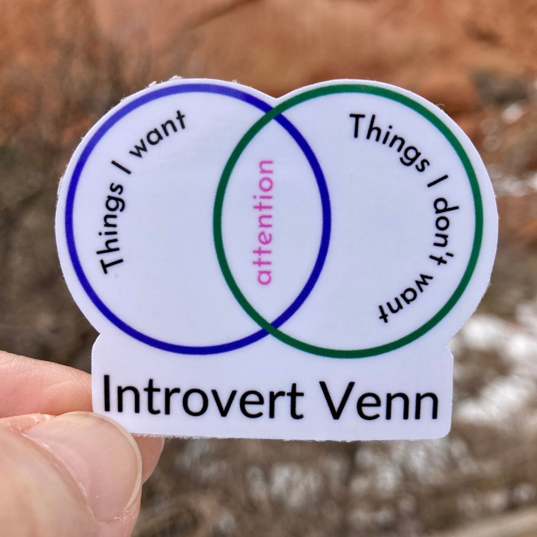 Introvert Venn Diagram Vinyl Sticker, Introvert Sticker, Adhd Sticker ...