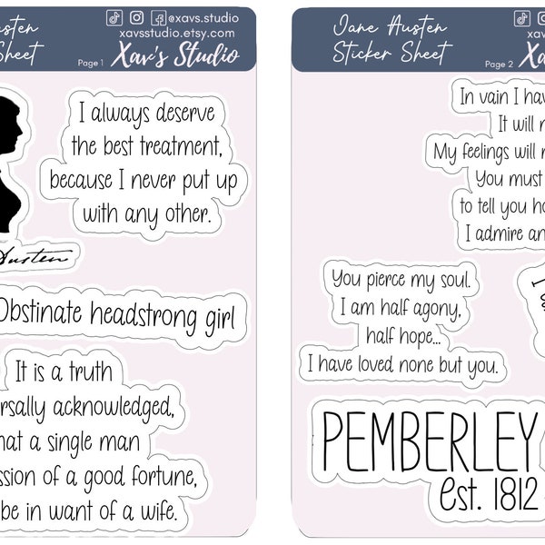 Jane Austen Stickers - Etsy