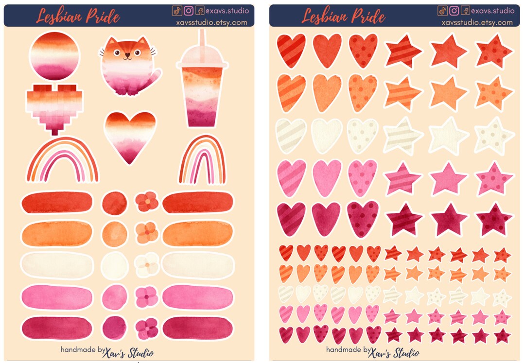 2 Sticker Sheet Pack Lesbian Pride Month / Pride Sticker / Lgbtq ...