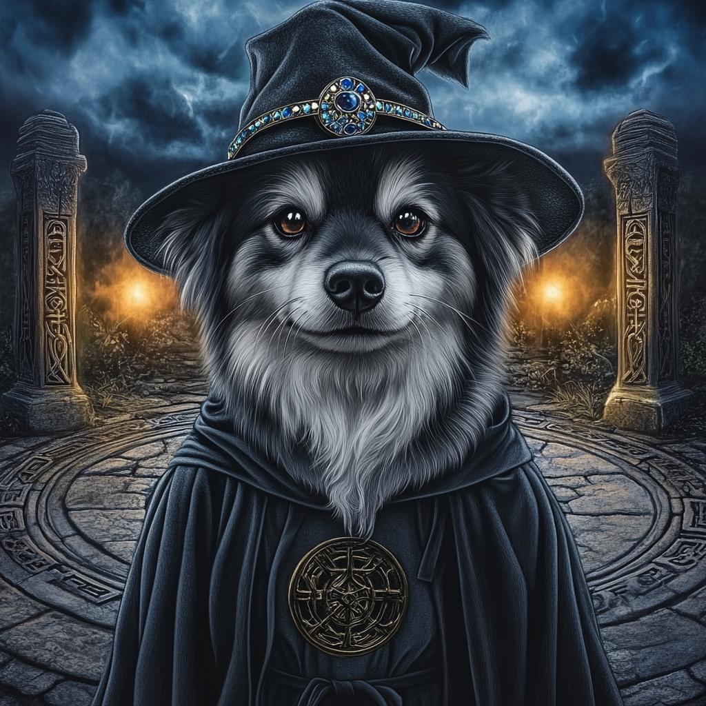 Halloween Magical Pet Portrait Digital Design - Custom Wizard Dog and ...