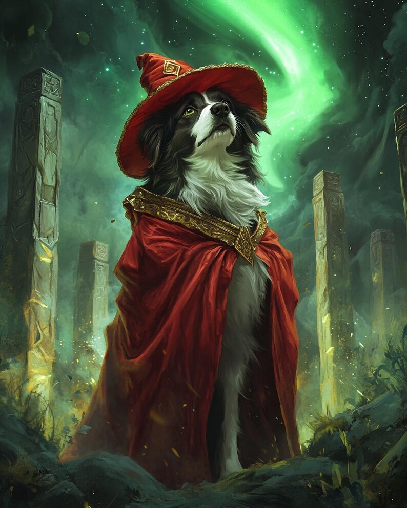 Halloween Magical Pet Portrait Digital Design - Custom Wizard Dog and ...
