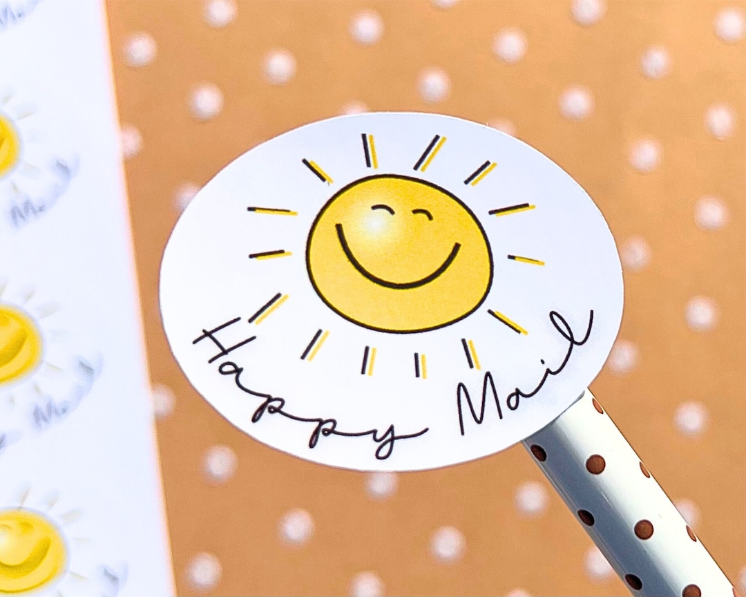 Happy Mail Sun Sticker Sheet Fun Small Business Packaging Labels Cute ...