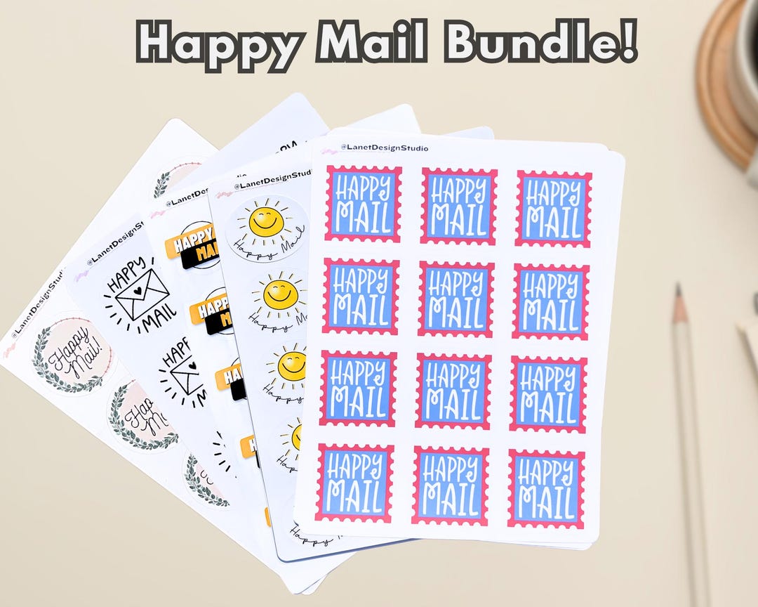 Happy Mail Sticker Bundle Pack Envelope Decoration Mail Kit Postage ...