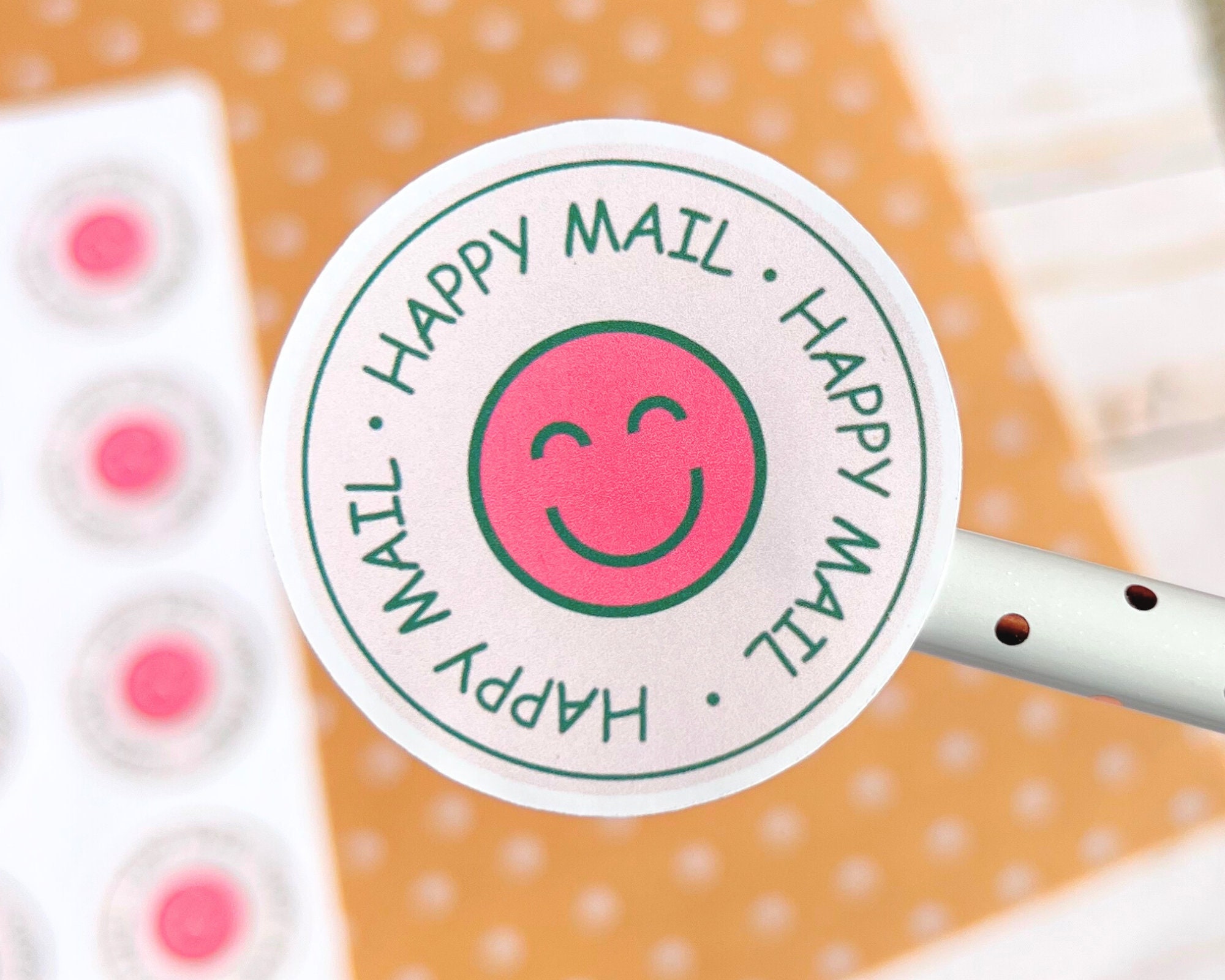 Smiley Face Happy Mail Stickers Cute Small Business Packaging Labels ...
