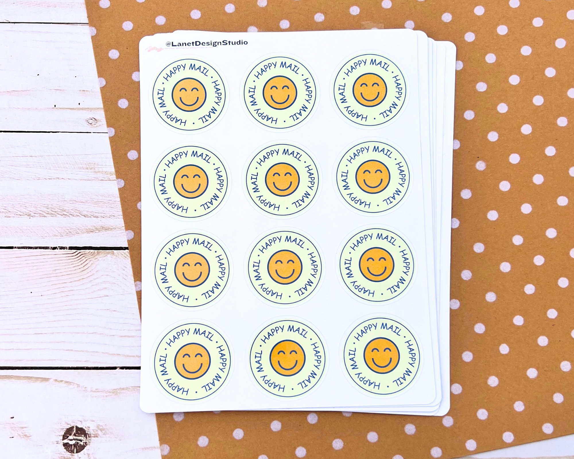 Smiley Face Happy Mail Stickers Cute Small Business Packaging Labels ...