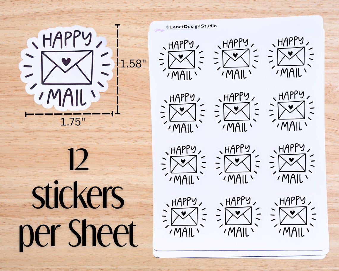 Happy Mail Sticker Sheet Small Business Packaging Labels Cute ...