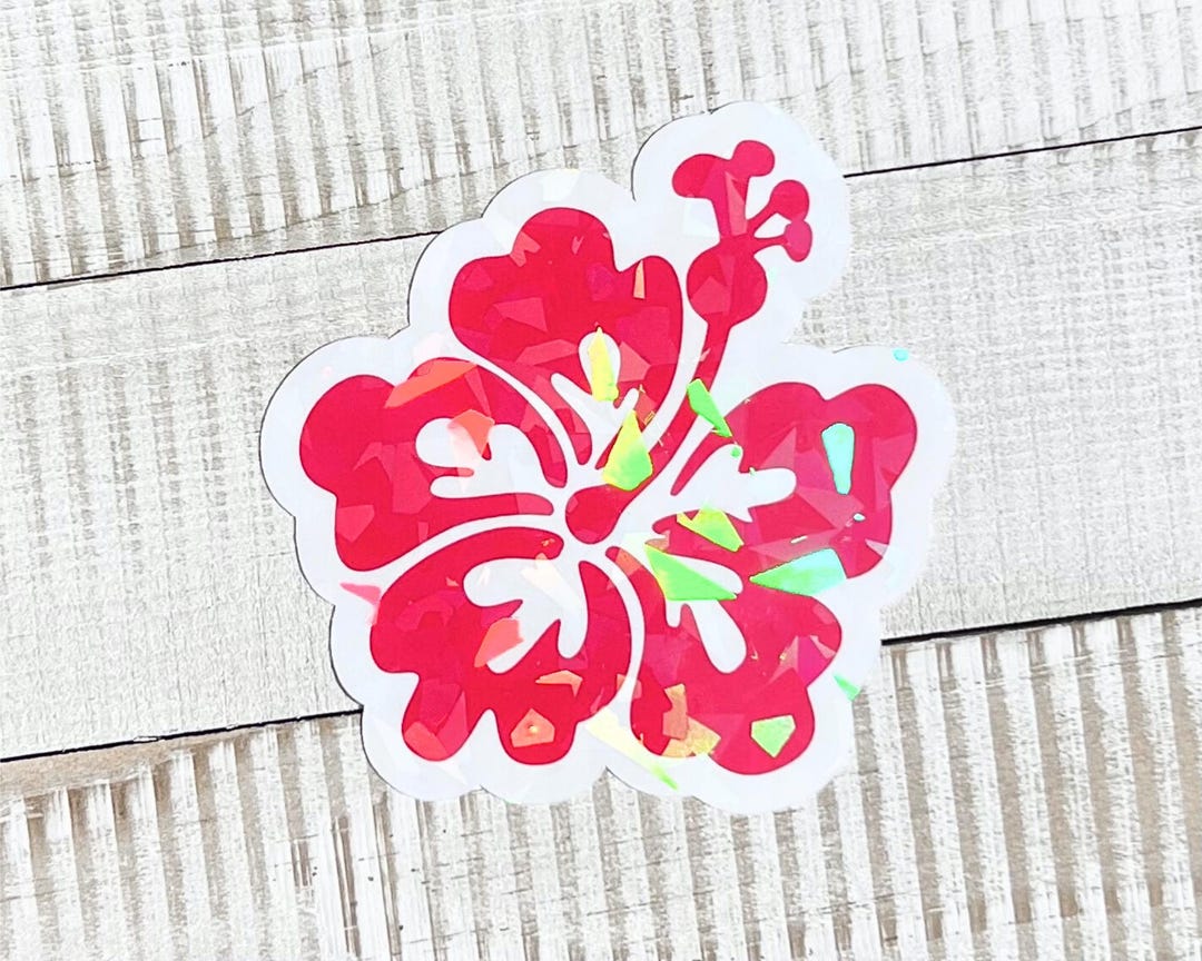 Hibiscus Flower Sticker Holographic Water Resistant Vinyl Sticker Hot ...