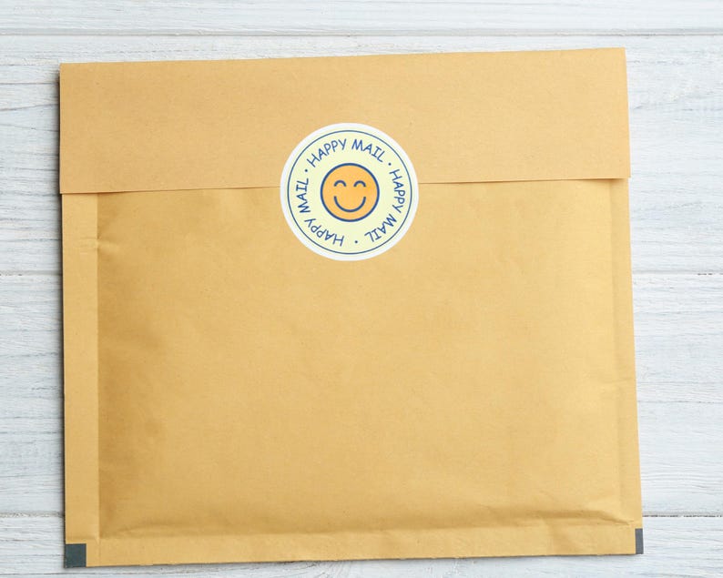 Happy Mail Sticker Smiley Face Envelope Seal Party Invitation Sticker ...