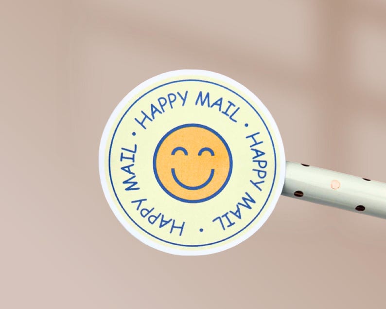 Happy Mail Sticker Smiley Face Envelope Seal Party Invitation Sticker ...