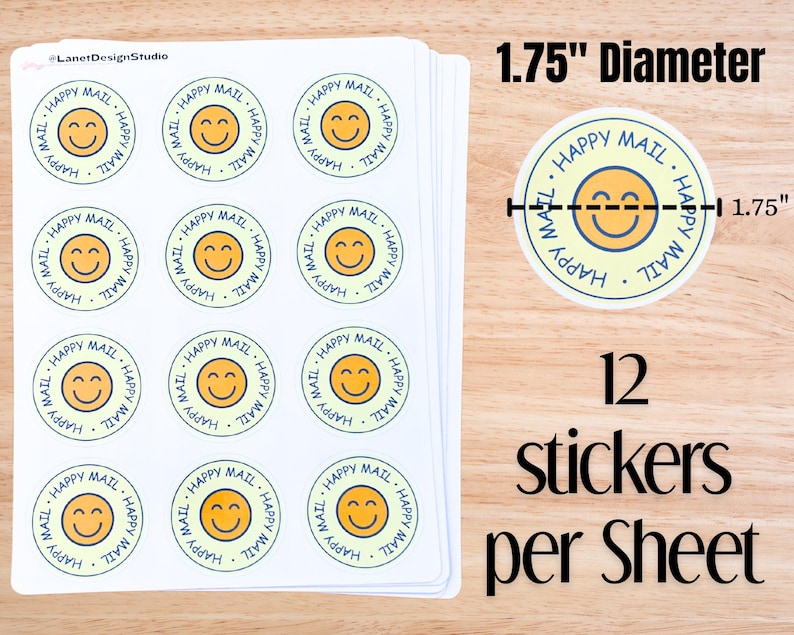 Happy Mail Sticker Smiley Face Envelope Seal Party Invitation Sticker ...