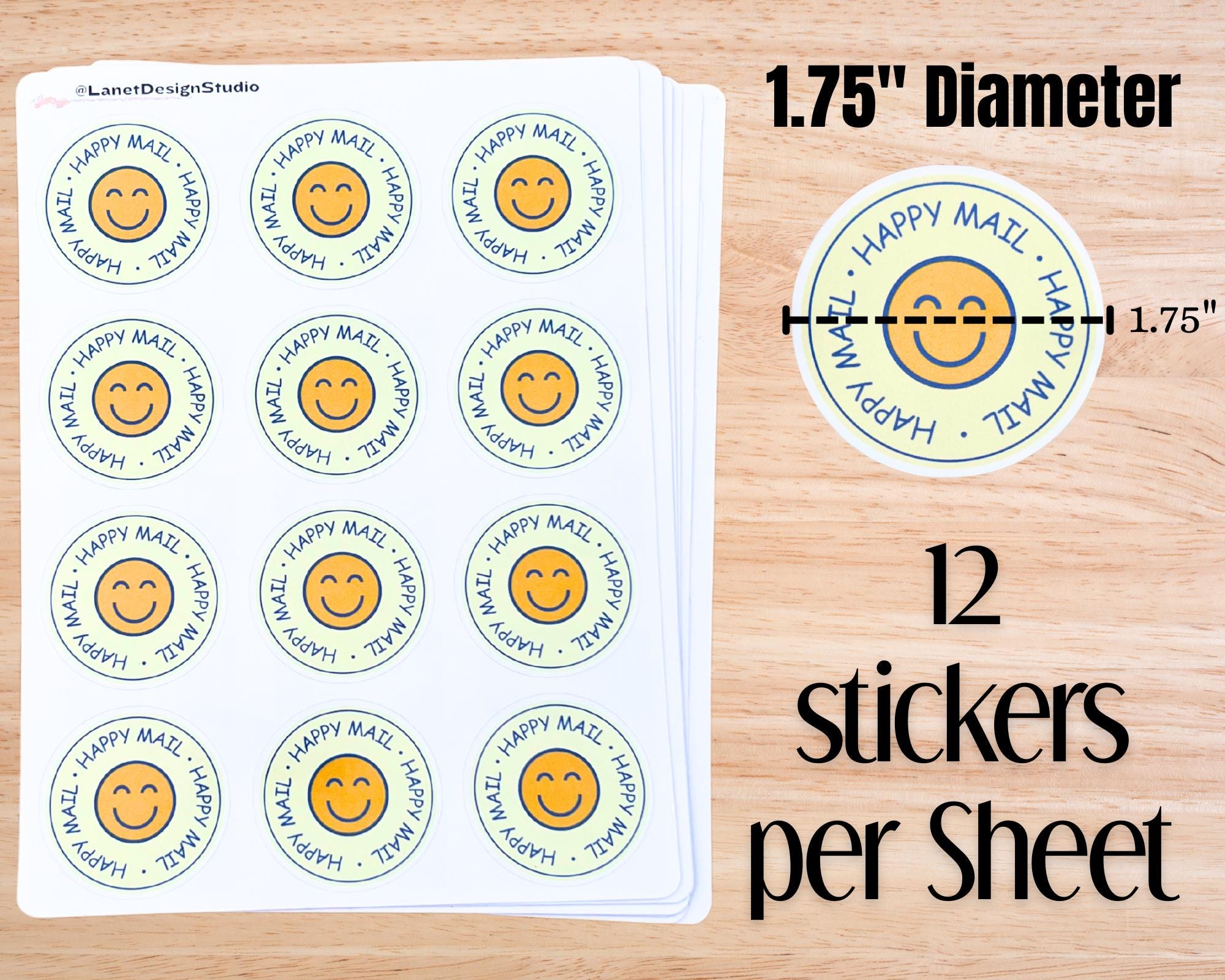 Happy Mail Sticker Smiley Face Envelope Seal Party Invitation Sticker ...