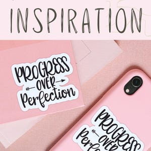 Progress Over Perfection Sticker Inspirational Gift for Friend Positive ...