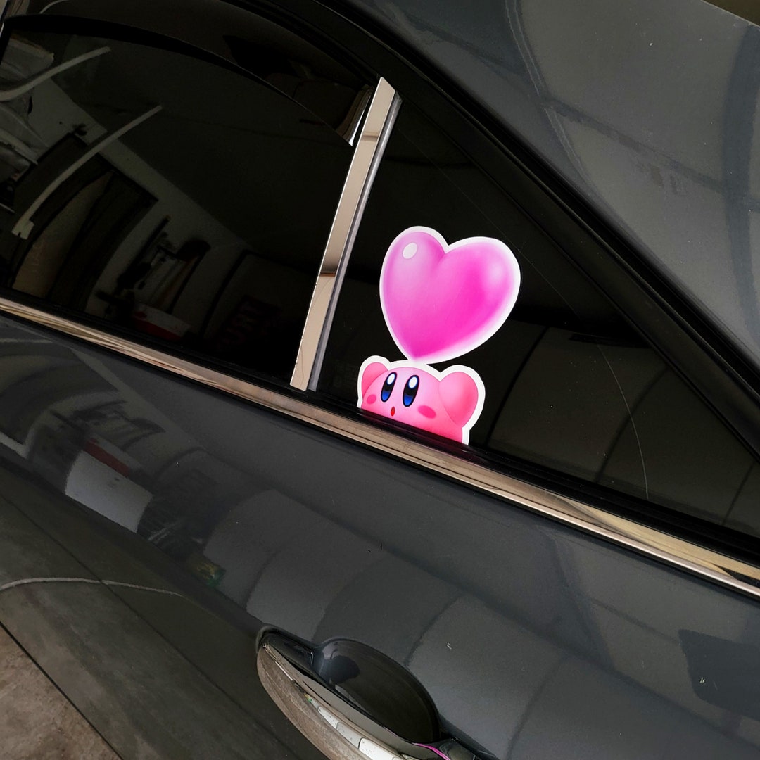 Kirby Holding Heart Car Peeker Sticker 4x5in Decal - Etsy
