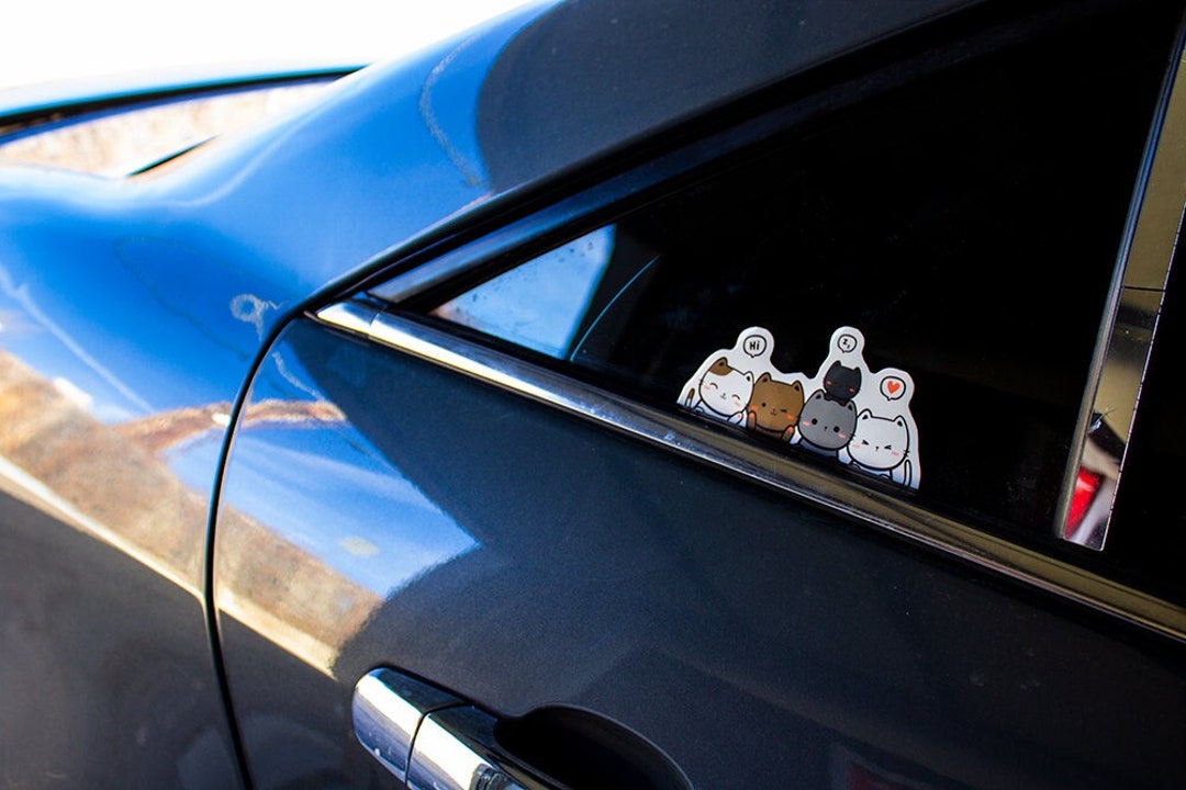 Peeking Cat Family Kawaii Cute Car Peeker Silly Gift Window - Etsy