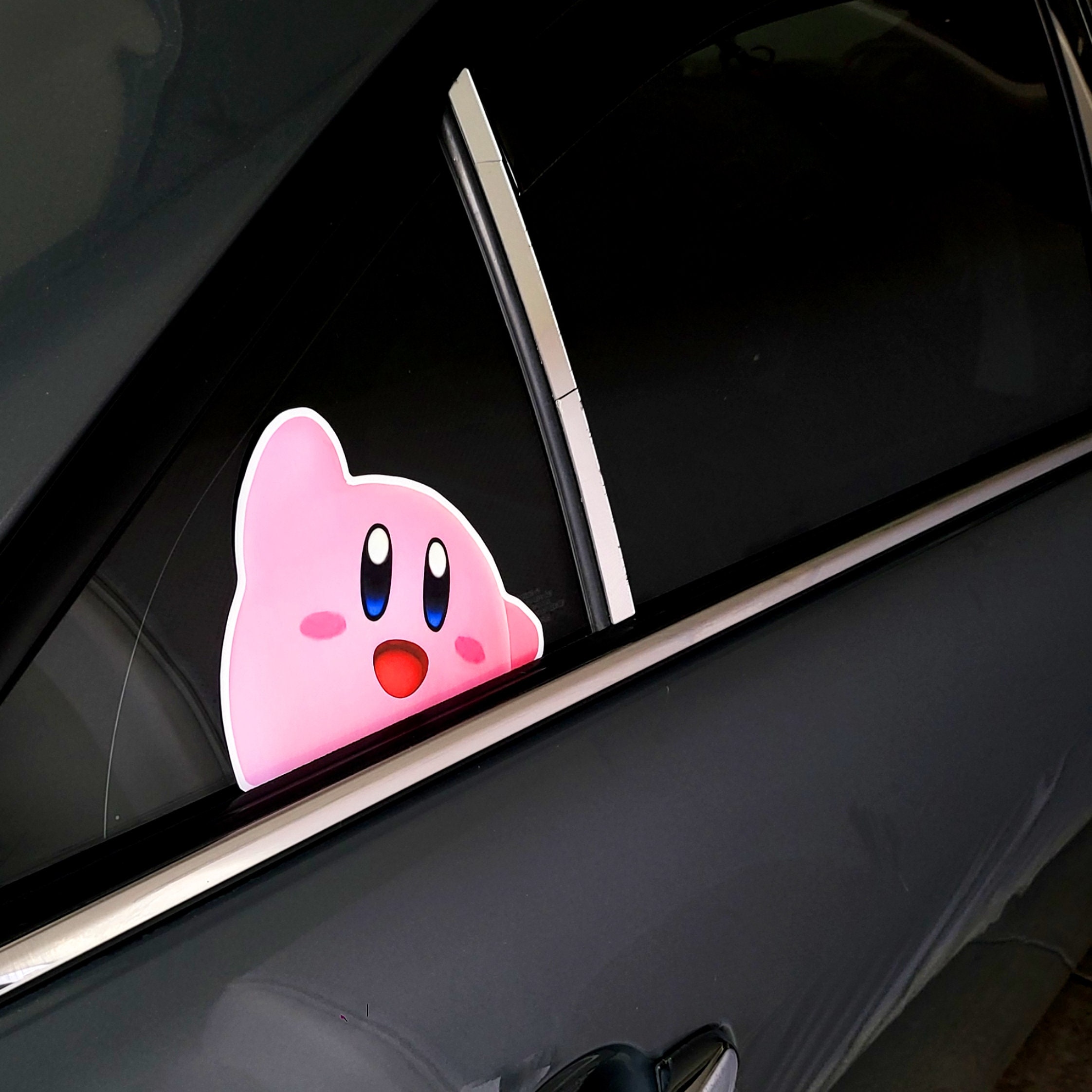 Happy Kirby Car Peeker Sticker 6x5In Decal Holographic/Glossy ...