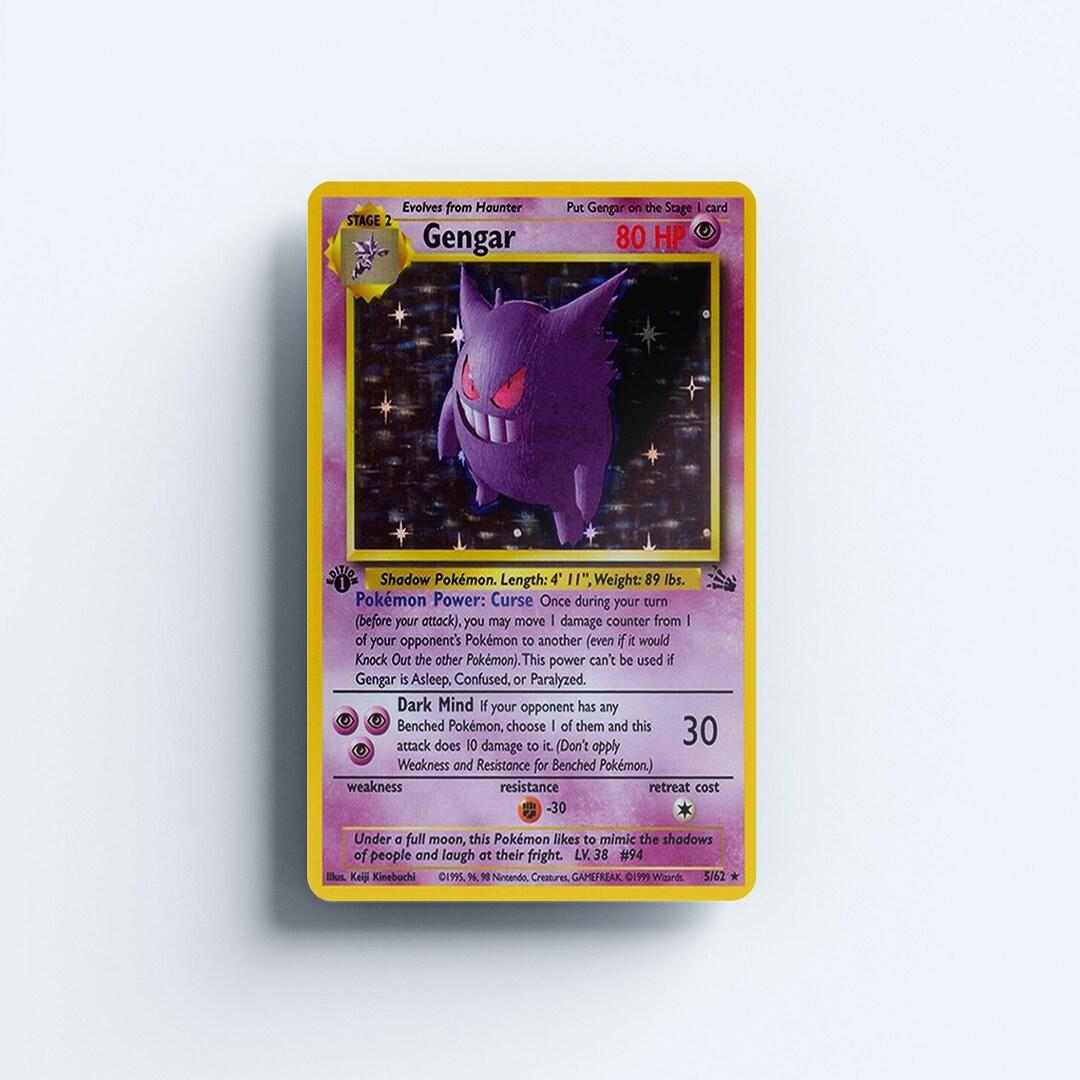 Card Skin Gengar Pokemon Base Set Trading Card Game Credit Card Sticker ...