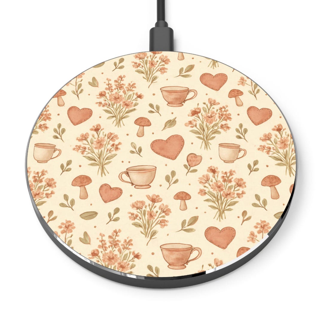 Cottagecore Charger, Floral Charging Pad, Vintage Wireless Dock, Rustic ...