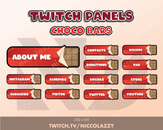13 Cartoon Chocolate Bar Panels for Twitch Red - Etsy