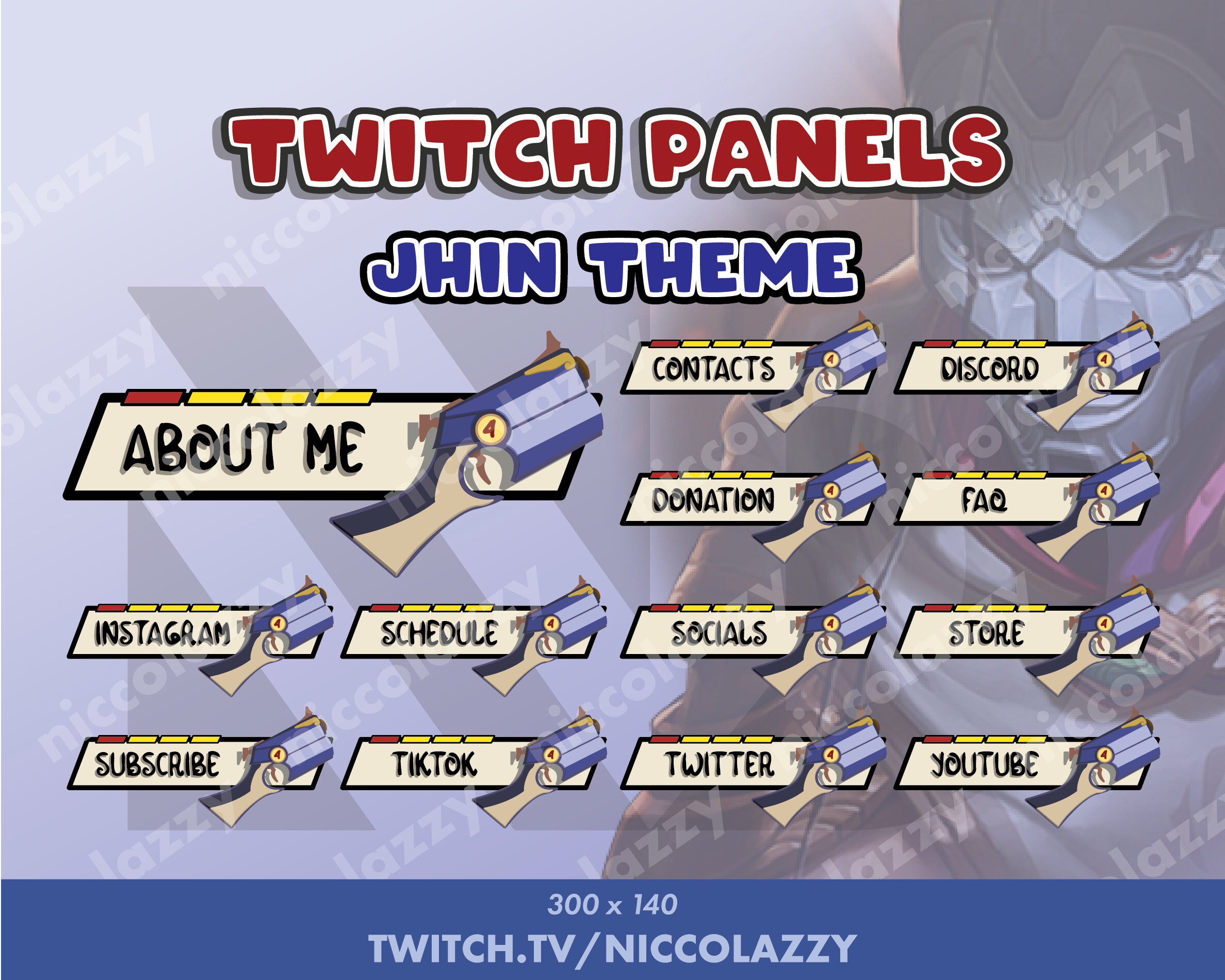 13 Cartoon Jhin Themed Panels for Twitch - League of Legends - Etsy
