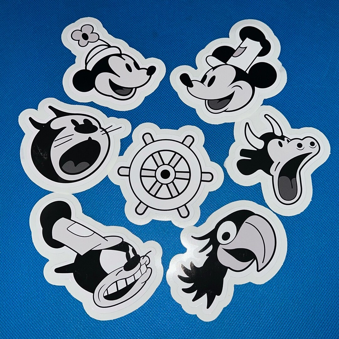 Disney Stickers Steamboat Willie Inspired Mickey Mouse Minnie Retro ...