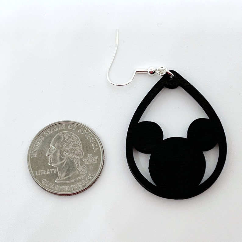 Mickey Mouse Inspired Earrings Silhouette Teardrop Dangle Earrings ...