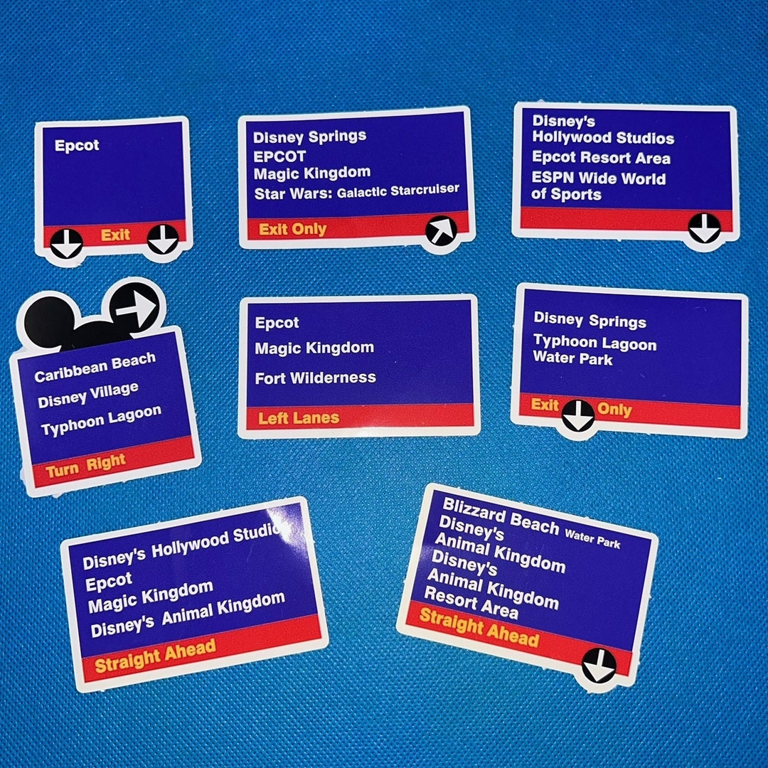 Retro Walt Disney World Road Sign Stickers Decals - Pack of 8 or Sold ...