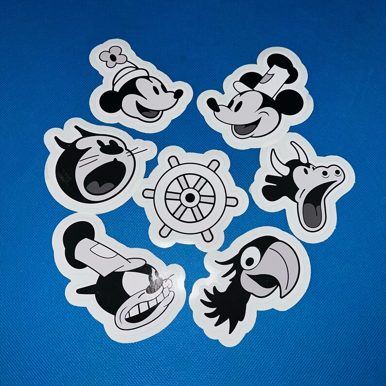 Disney Stickers Steamboat Willie Inspired Mickey Mouse Minnie Retro ...